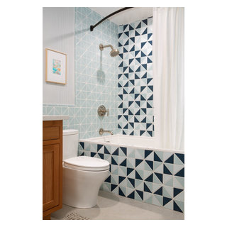 Playful Blue Triangle Bathroom - Transitional - Bathroom - Los Angeles ...