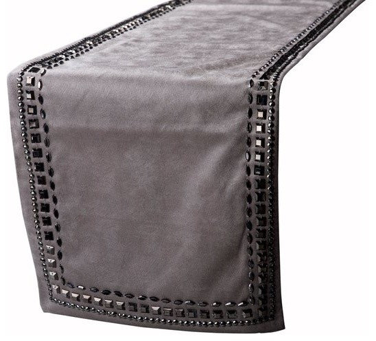 Designer Decorative Table Runners Silver, Gray, Leather, Crystals, 14 ...