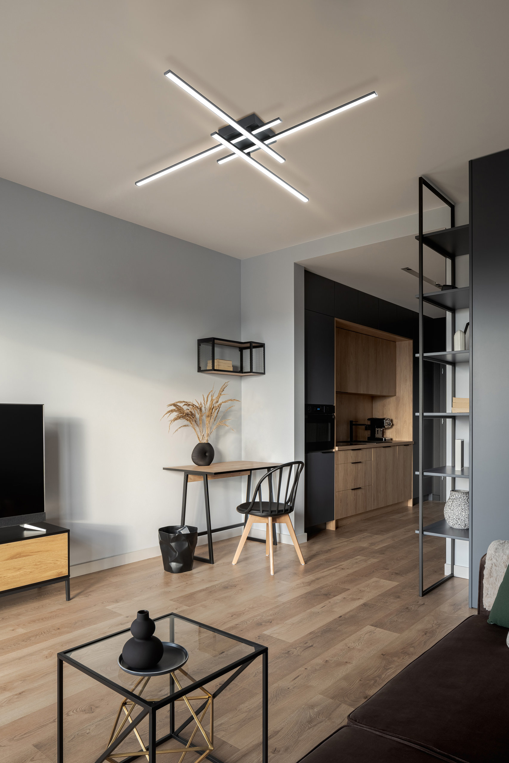 Lapiz 4-Light Integrated LED Ceiling Light, Structured Black, White ...