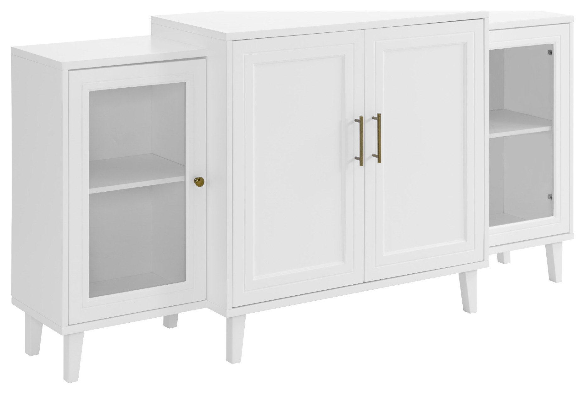 62" 4-Door Tiered Modern Sideboard, White - Transitional - Buffets And ...
