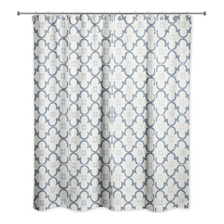 Rustic Tile Pattern Shower Curtain, 71x147 - Mediterranean - Shower ...