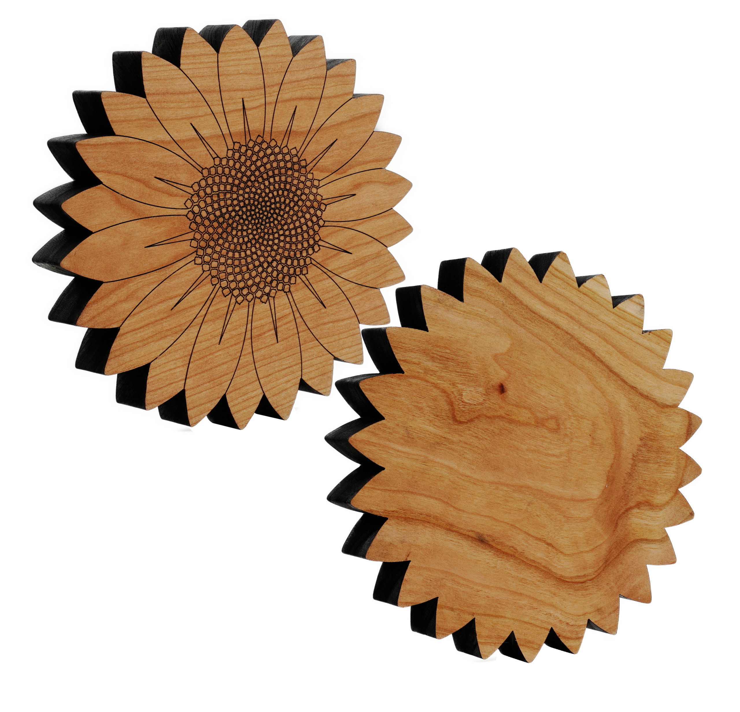 Sunflower Trivet - Solid Cherry Wood, 6 Inch - Farmhouse - Trivets - by ...