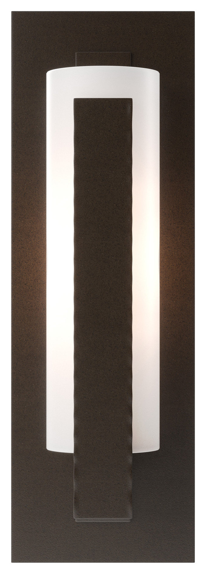 Forged Vertical Bar Sconce, Steel Backplate, Oil Rubbed Bronze, Opal ...