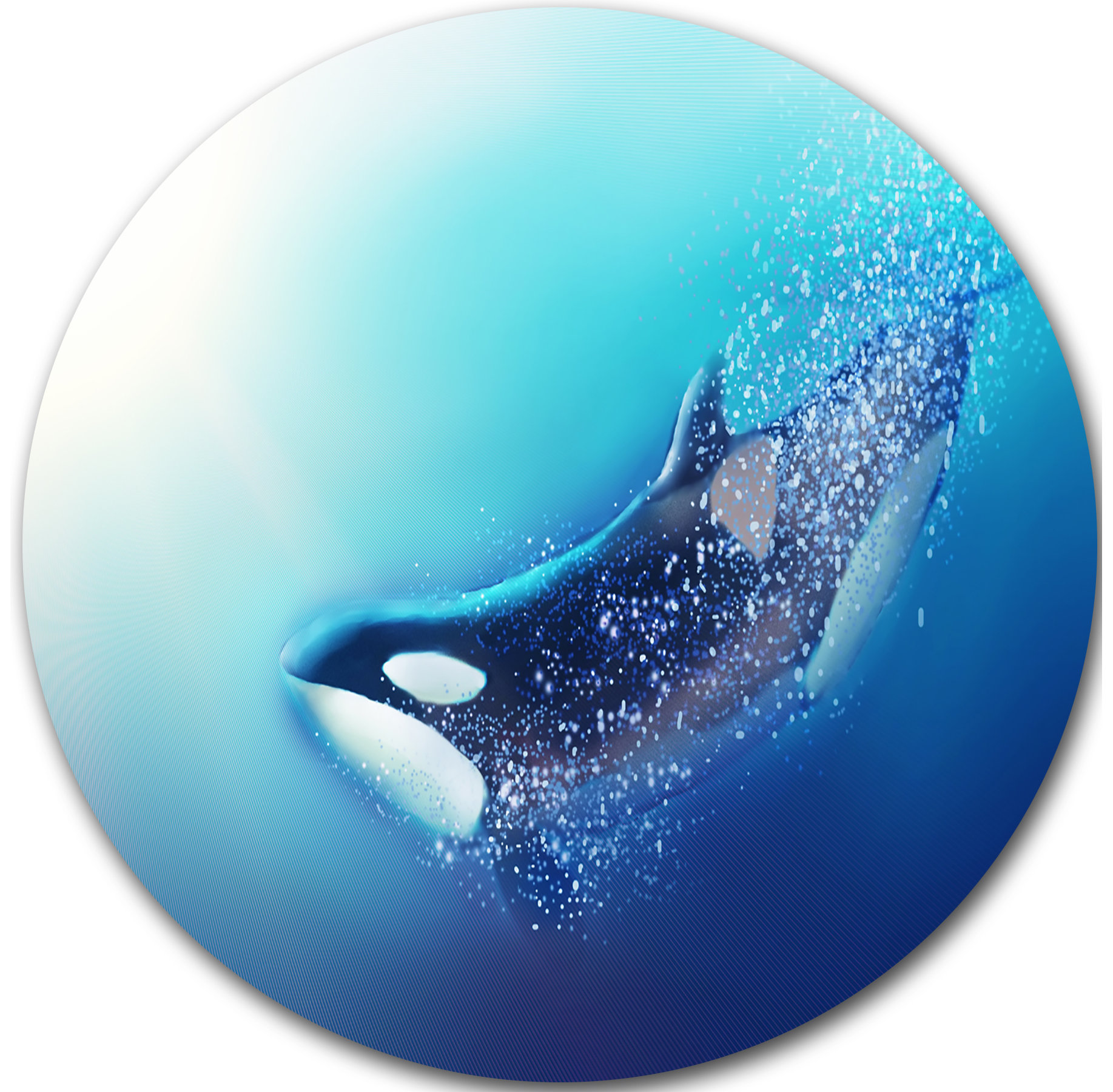 Killer Whale And Sea, Animal Digital Art Round Wall Art, Disc of 23 ...