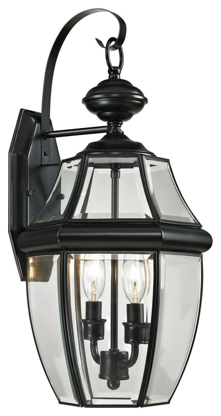 Ashford 2-Light Coach Lantern, Black - Traditional - Outdoor Wall ...