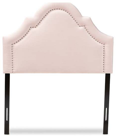 Rita Light Pink Velvet Fabric Upholstered Twin Size Headboard ...