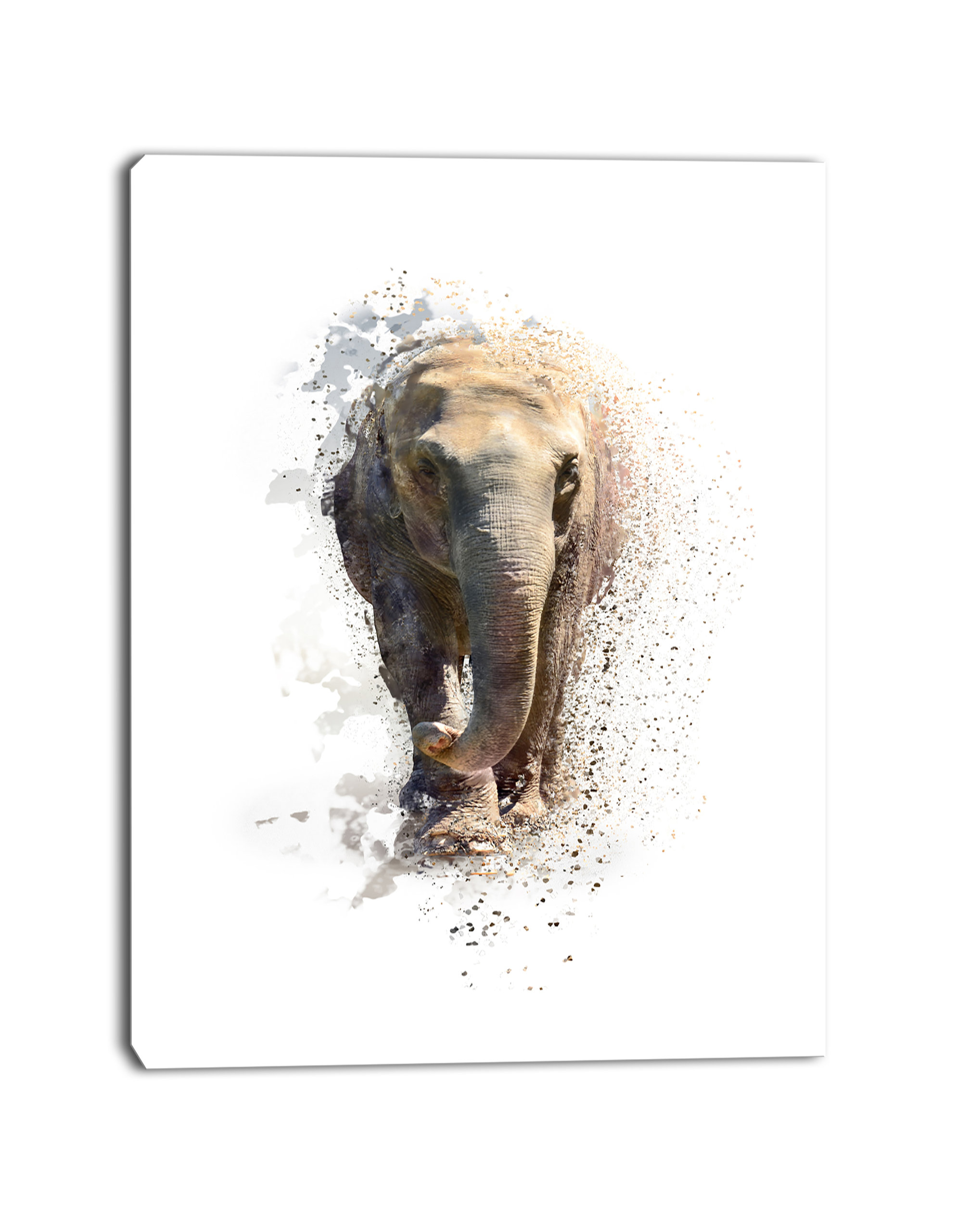 Large Elephant Portrait, Animal Canvas Wall Art, 12"x20" - Tropical ...