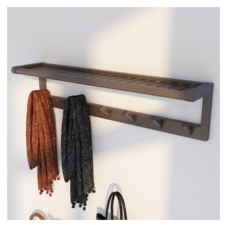 Abingdon Solid Birch Wood Large Peg Rack With Shelf - Transitional ...
