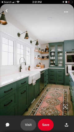 How to color block cabinets in a small kitchen?