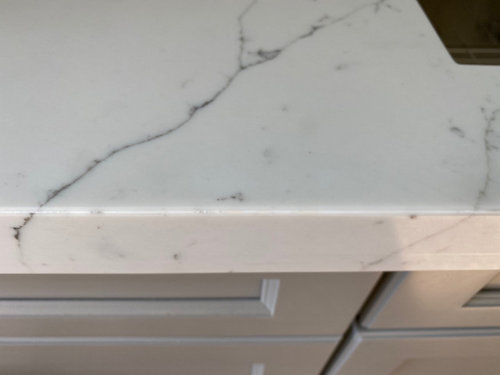 Quartz Countertop Mitered Waterfall Edge - Acceptable or Poor Job?