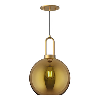 Soji Pendant, Aged Gold and Copper Glass, D9-7/8"xH14-3/8 ...