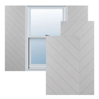 True Fit PVC Diagonal Slat Modern Style Fixed Mount Shutters, 12"W x 45 ...