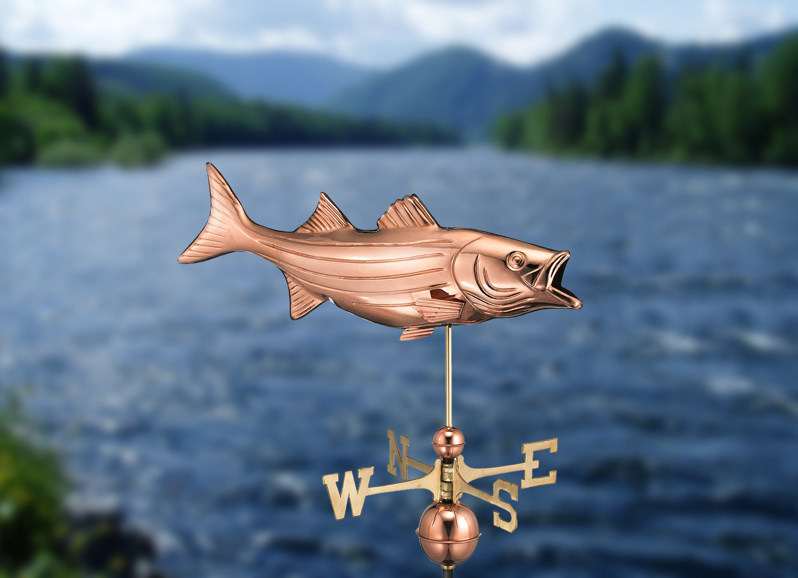 Bass Weathervane, Pure Copper - Rustic - Weather Vanes - by Organize-It ...