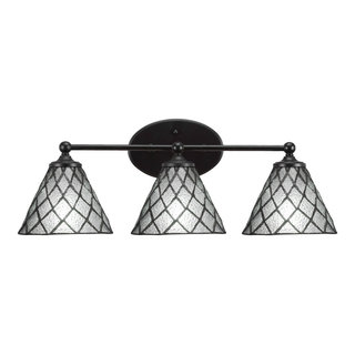 Capri 3-Light Bath Bar, Matte Black/Diamond Ice Art - Craftsman ...