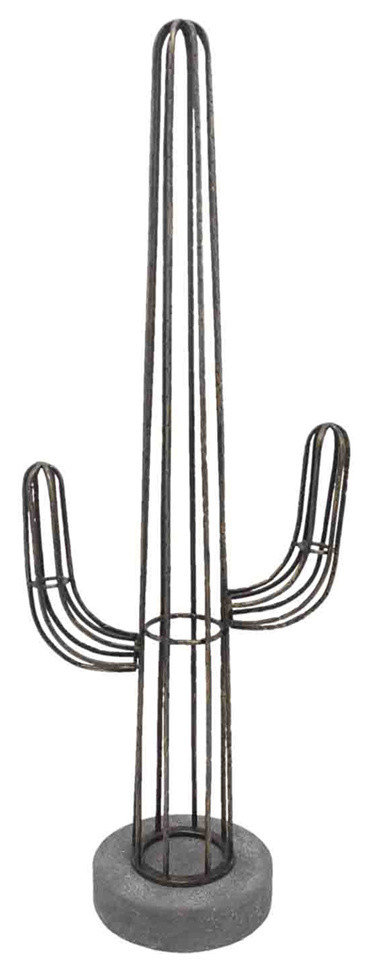 Metal Saguaro Cactus Table decor, Gray - Southwestern - Decorative ...