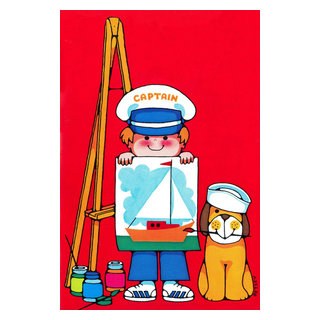 "Captain" Painting Print on Canvas by Curtis, 12"x18" - Beach Style ...