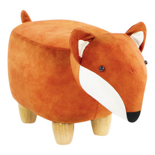 11" Seat Height Fox Animal Shape Mini Ottoman - Contemporary - Kids ...