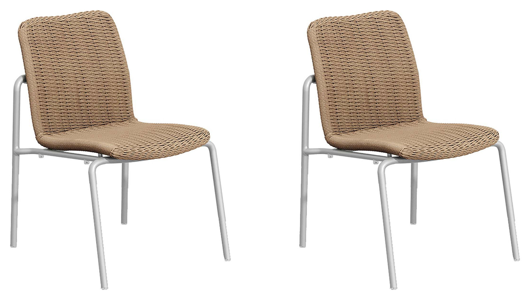 Orso Side Chair, Sand Resin Wicker, Flint Powder Coated Aluminum, Set ...