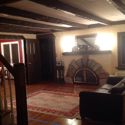 Recessed lighting between beams