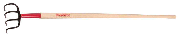 Razor-Back® 68115 Forged Cultivator with Wood Handle, 4 Curved Tine ...