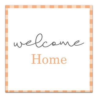 Orange Plaid Welcome Home Wall Art, 12x12 - Contemporary - Prints And ...