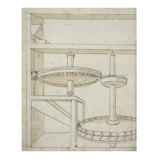 "Folio 40: mill with horizontal water wheel" Paper Art, 24"x30 ...