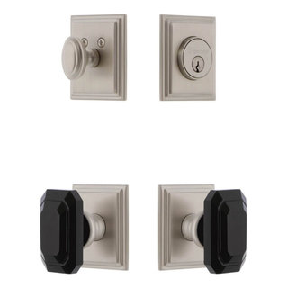 Grandeur Carre Square Rosette Entry Set with Baguette Black Crystal ...