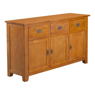 Crafters and Weavers Arts and Crafts 3-Door Solid Wood Sideboard in ...