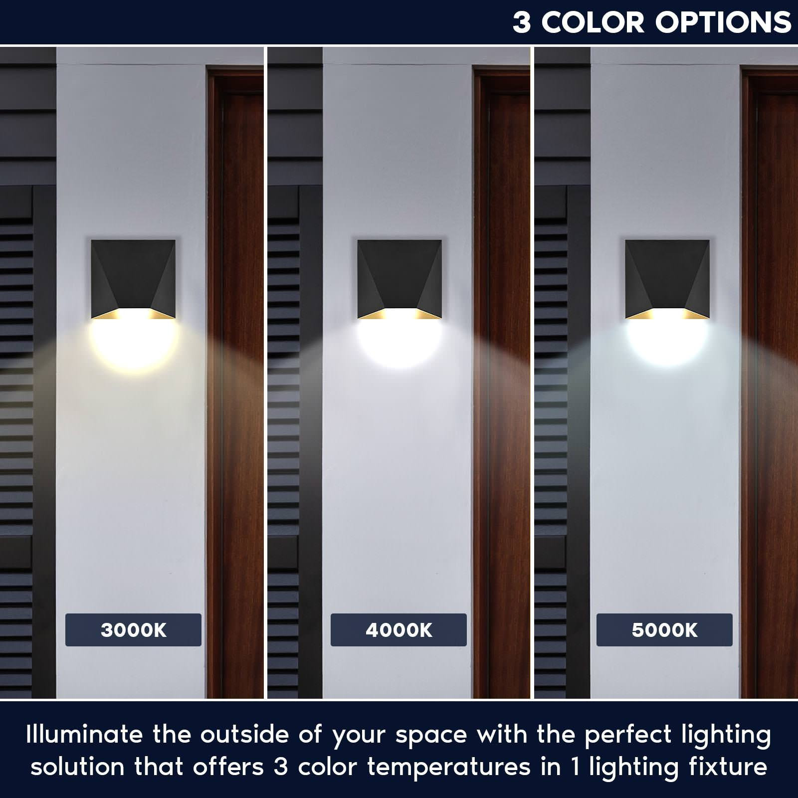 Luxrite Outdoor LED Black and Gold Wall Sconce 3CCT 8" IP65 2-Pack ...