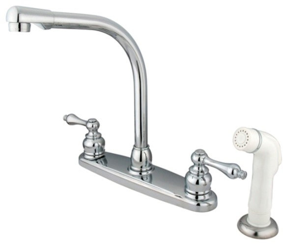 Polished Chrome High Arch Kitchen Faucet With Non-Metallic Sprayer ...