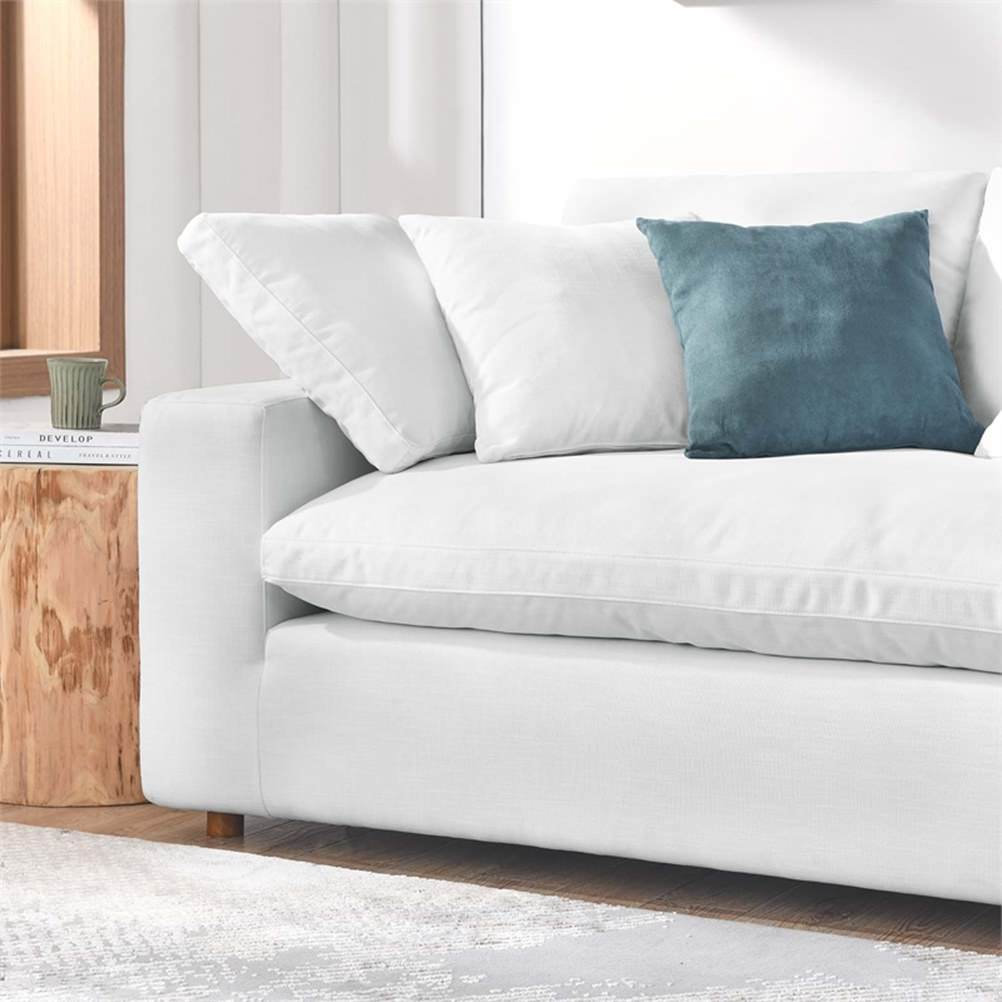 Modway Commix Modern Fabric Sectional Sofa with Ottoman in Pure White ...
