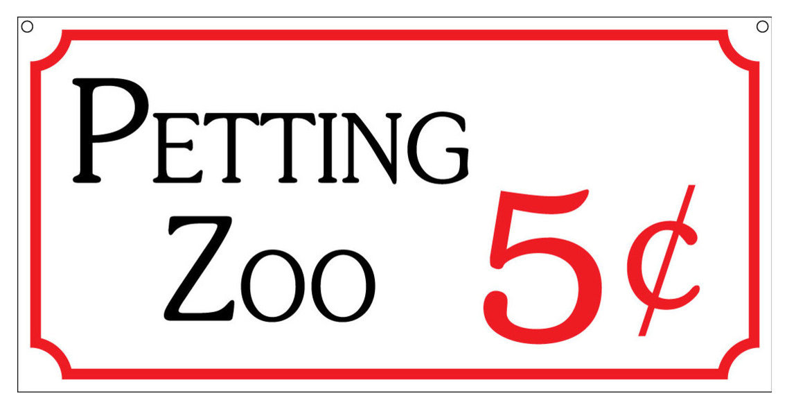 Petting Zoo 5C, Aluminum Retro Animals Carnival Fair Circus Sign, 6"x12 ...