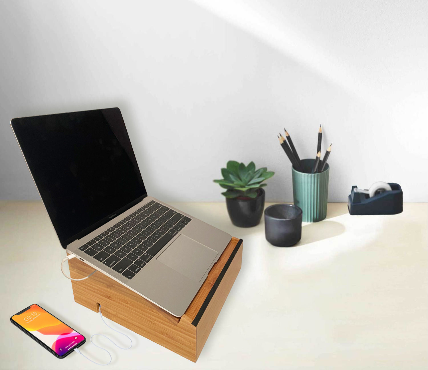 Laptop Stand and Organizer with Built-In Power Hub and Dry Erase Board ...