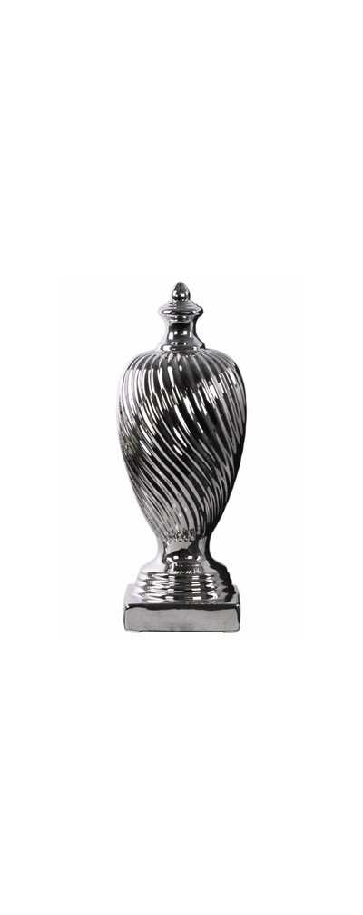 Ceramic Finial Sculpture With Base, Large, Silver - Traditional ...
