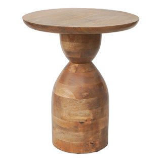 Wood, 16"Dx19"H Simple Side Table, Natural Kd, 16x16x19 inches - Rustic ...