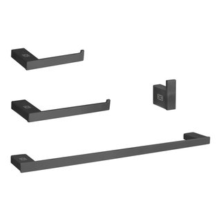 4-Piece Bathroom Hardware Set - Contemporary - Towel Bars And Hooks ...