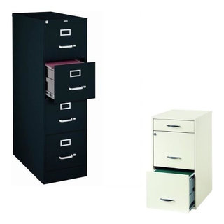2 Piece Value Pack 4 and 3 Drawer File Cabinet in Black and White ...