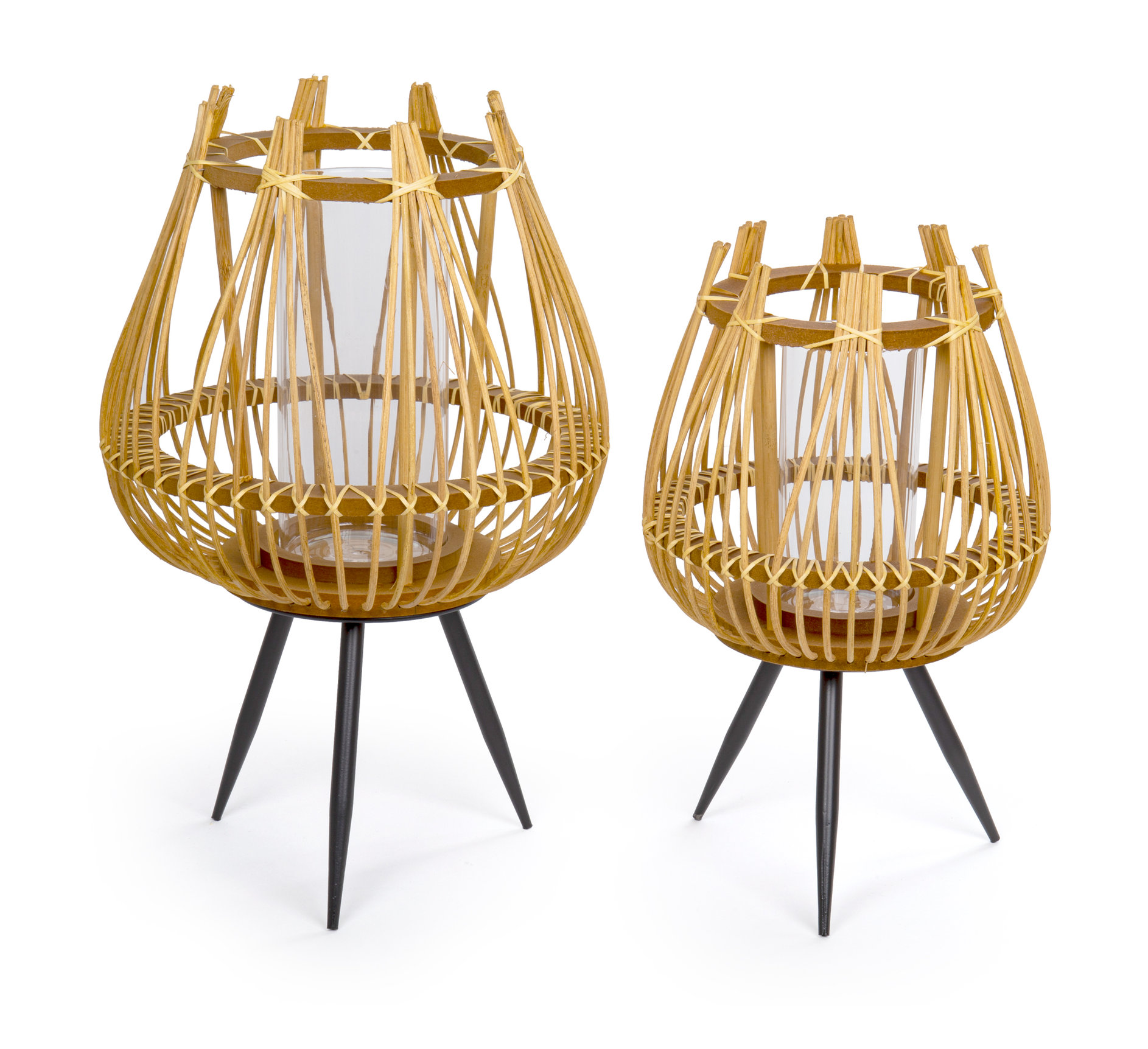 Decorative Bamboo Floor Candle Holder with Legs, Small - Tropical ...