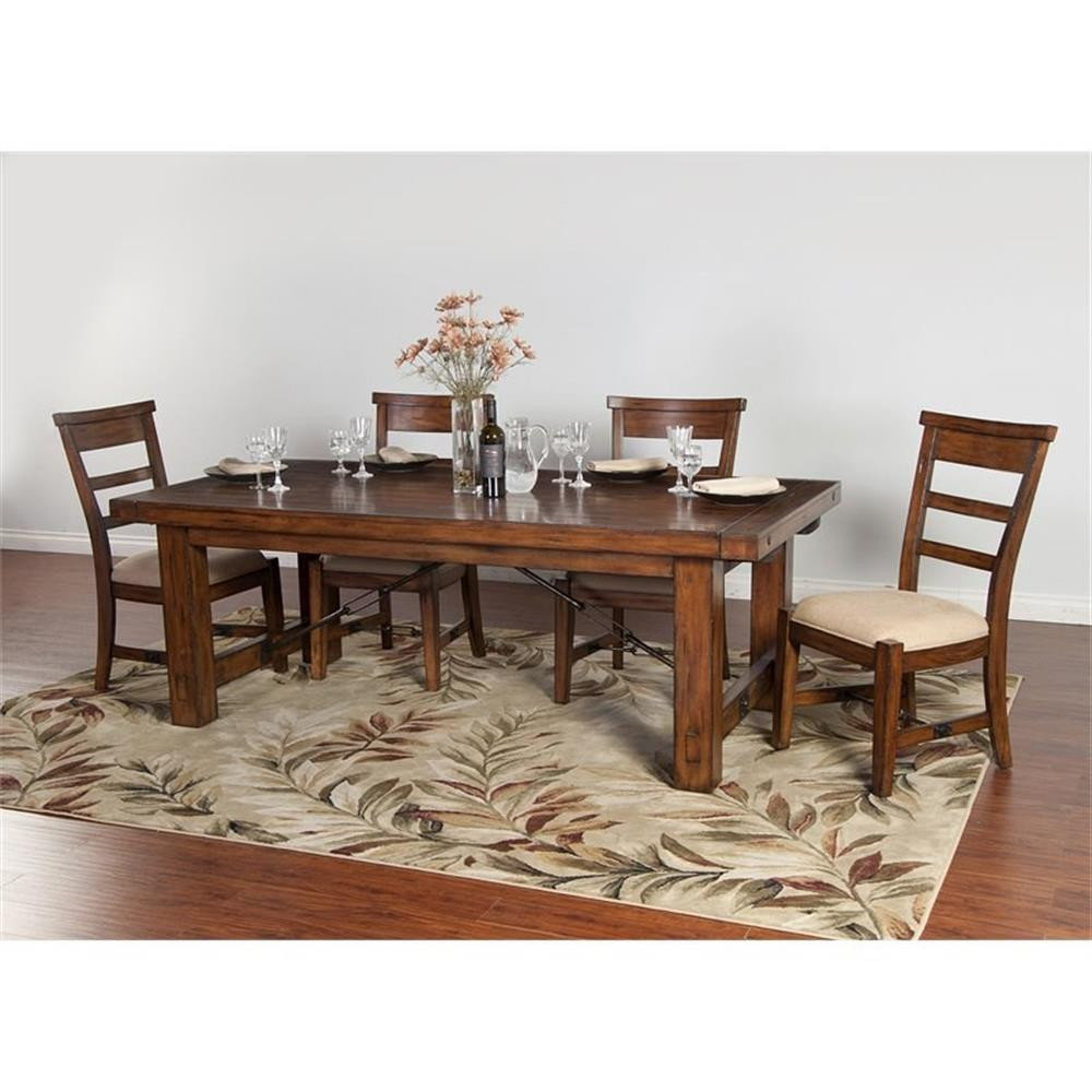 Pemberly Row 42" Traditional Wood Extension Table in Medium Brown ...
