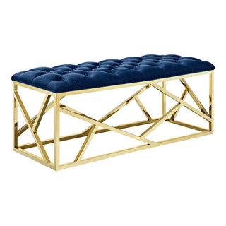 Piper Navy Bench - Modern - Upholstered Benches - by V.S.D Furniture ...