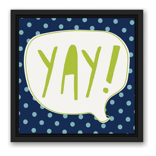 Blue and Green Yay Design 12x12 Black Floating Framed Canvas ...