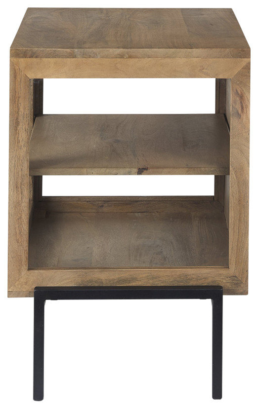 26" Brown Solid Wood Square End Table, 20"x18"x26" - Contemporary ...