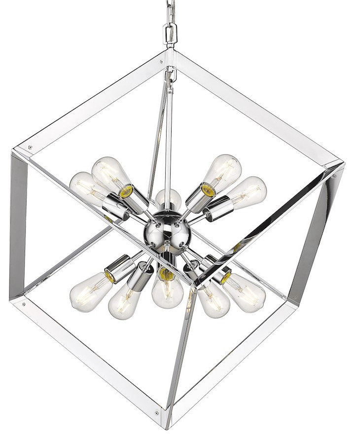 Golden Lighting Architect 10-Light Pendant, Chrome, 2083-10PCH ...