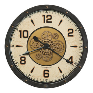 Garth Wall Clock, Aged Charcoal - Industrial - Wall Clocks - by Howard ...