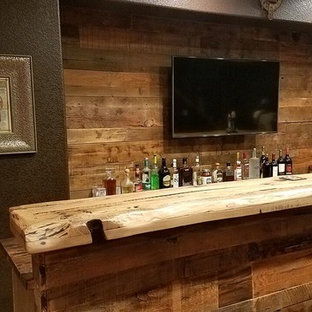 75 Beautiful Rustic Home Bar With Recessed-Panel Cabinets Pictures ...