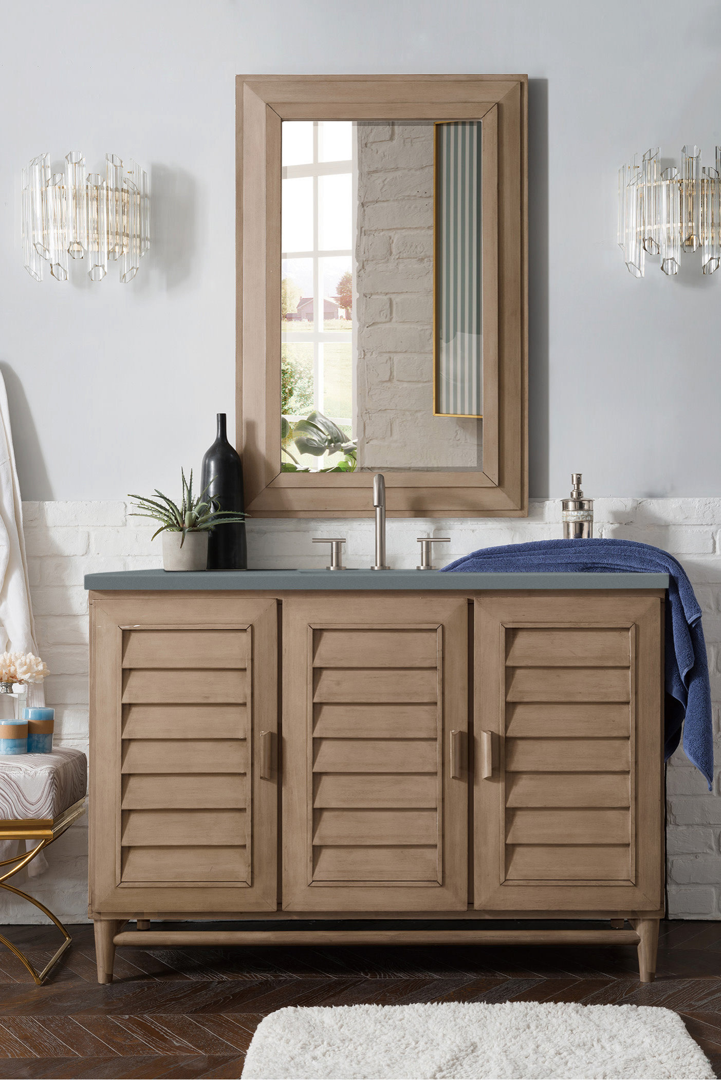 James Martin 620-V48-WW-3CBL 48" Single Vanity White Washed Walnut ...