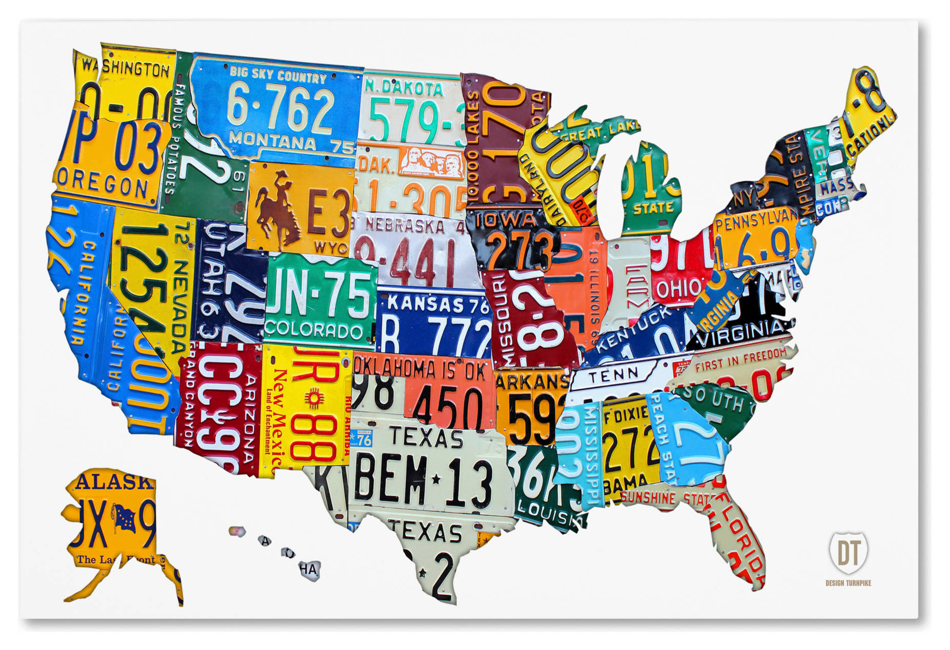 "License Plate Map USA 2" Canvas Art by Design Turnpike, 12"x19 ...