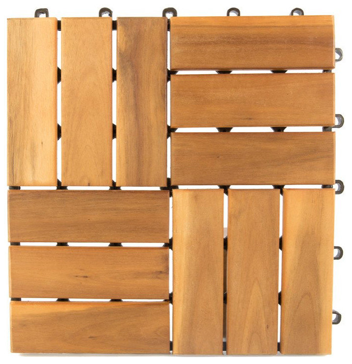 Villa Acacia Wood Interlocking Deck Tiles for Outdoor Patio and Floors ...