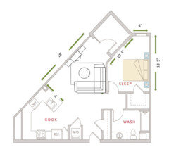 Triangle shaped apartment (700 sqft) layout - HELP!!