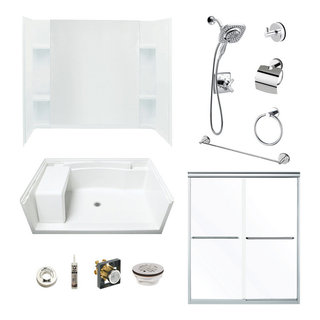 Sterling Seated Shower Kit with Shower Door, Showerhead and Accessory ...